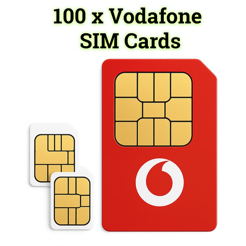 100 X Vodafone SIM Cards – UK PAYG Bulk Pack | Multi-Size 3-in-1 SIMs