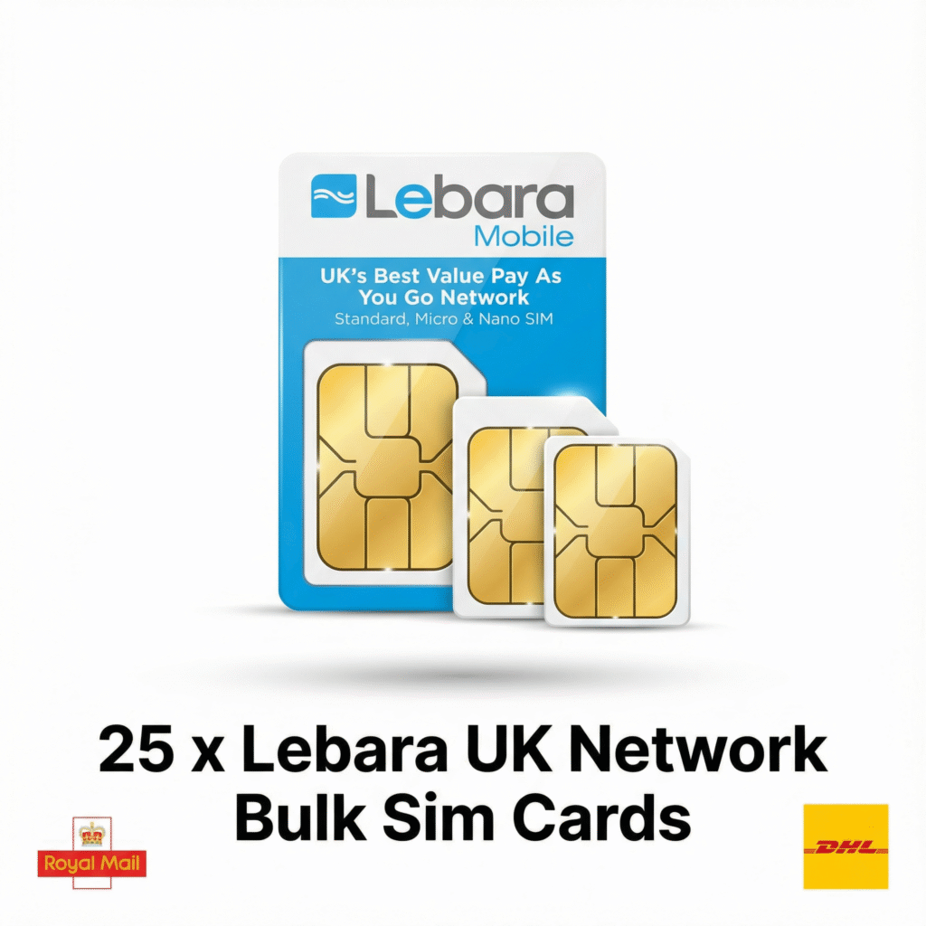 25 X Lebara SIM Cards – Premium UK Network Bulk Pack | Multi-Size PAYG SIMs